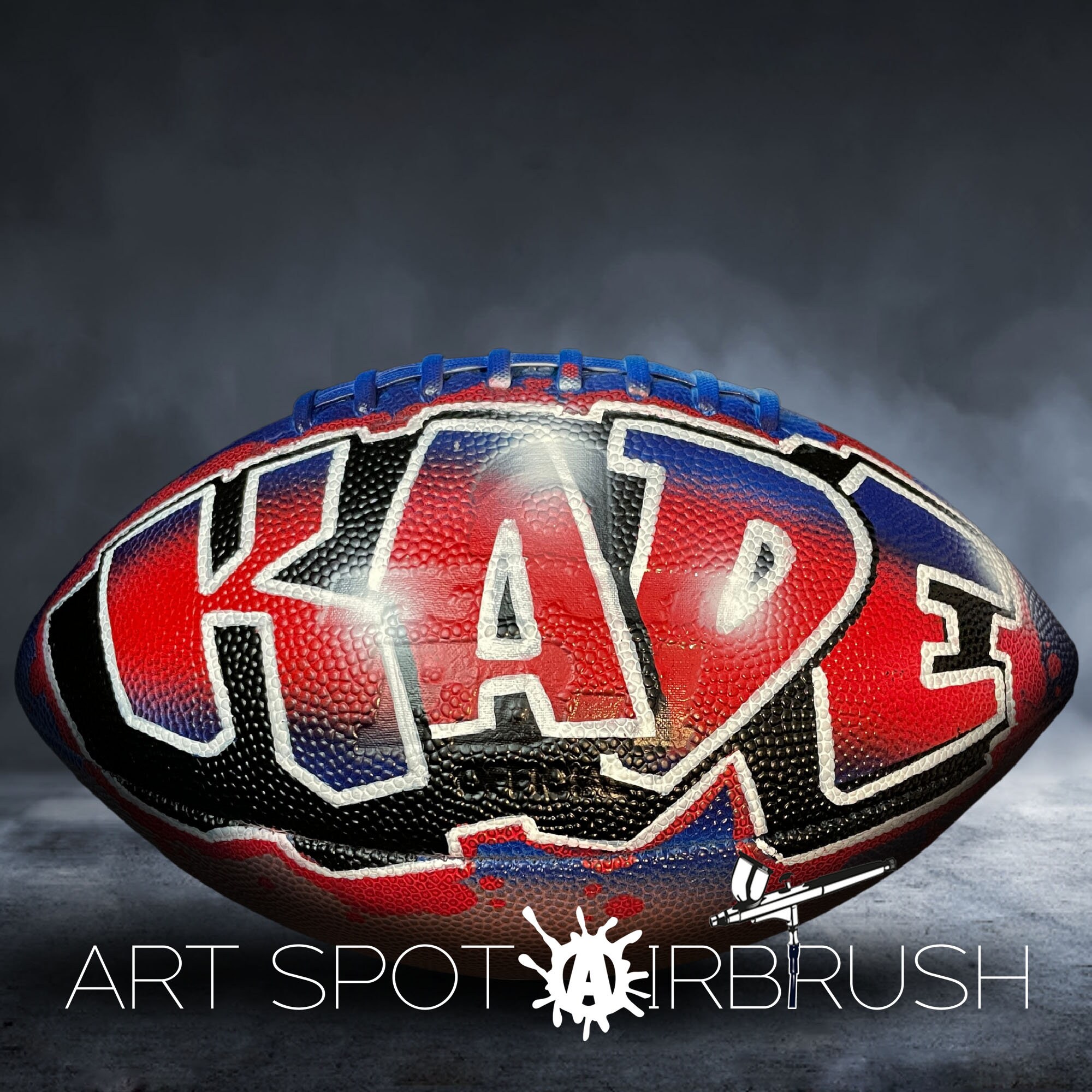 Custom Football with Name Painted in Airbrush Graffiti sold by Gerrie ...
