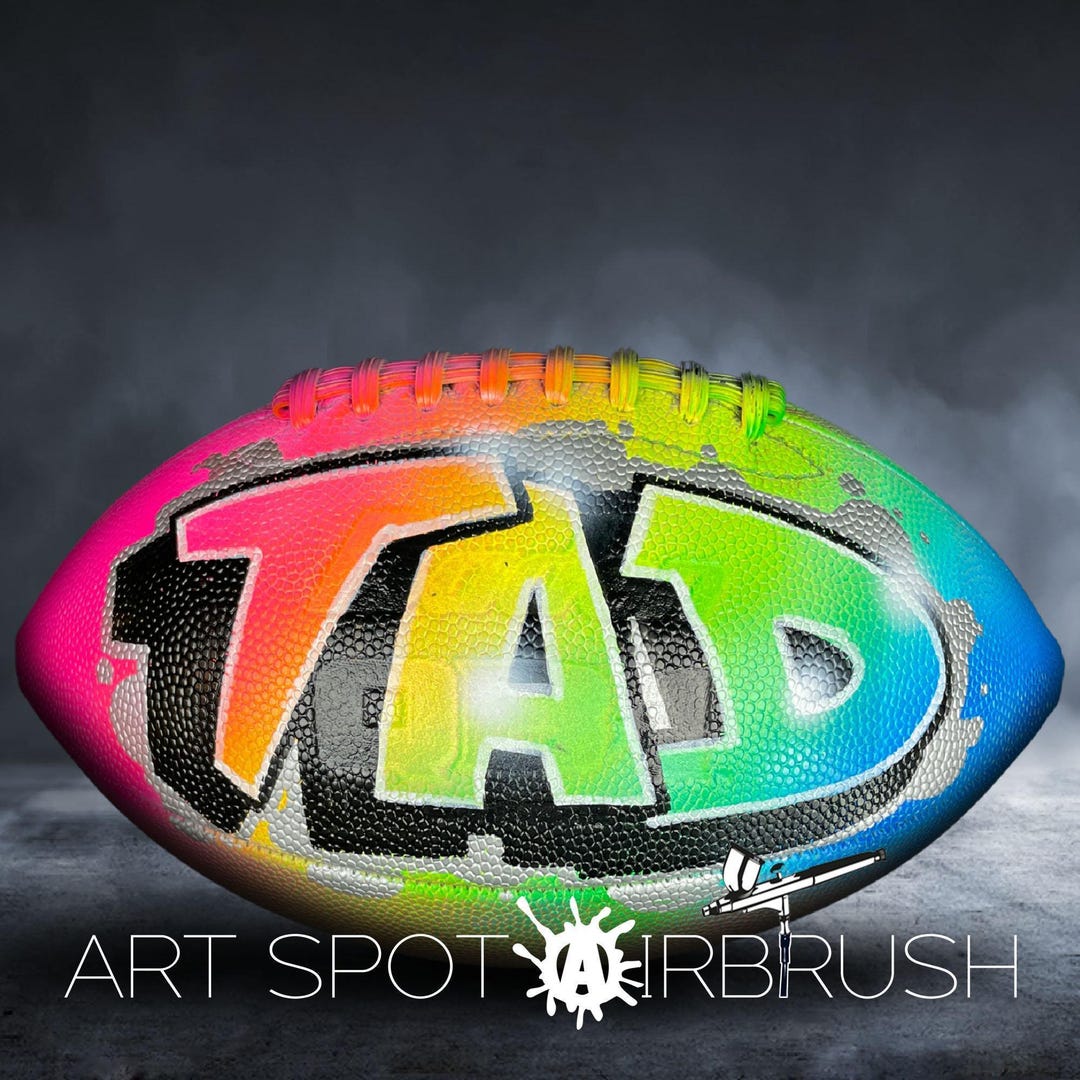 Football Painted in Rainbow Design Personalized With Name in Custom ...