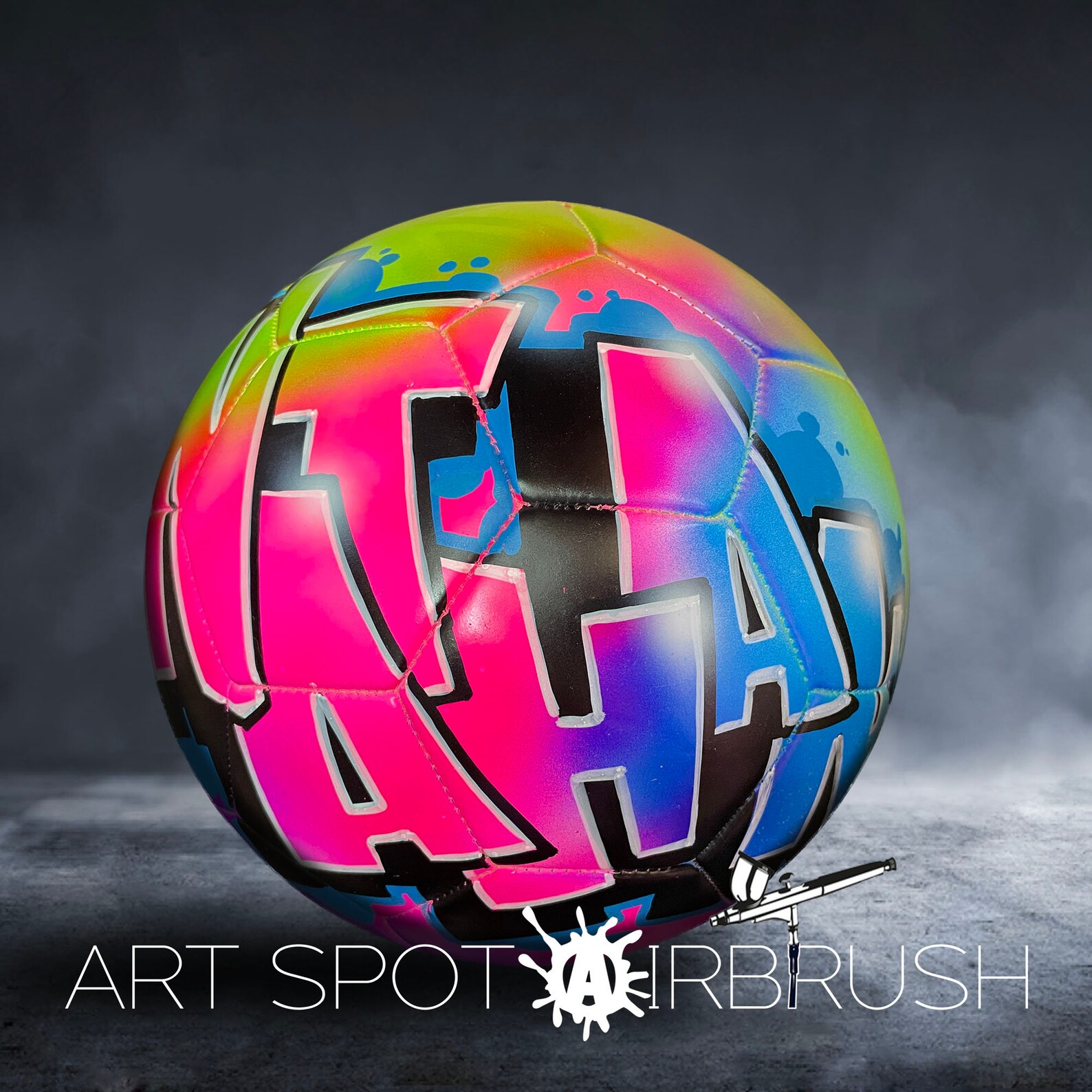 Soccer Ball With Custom Airbrush Rainbow Design With Name Unique ...