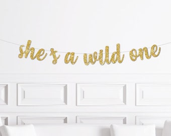 Custom Wild One Cursive Banner / Gold Script Glitter First | Etsy