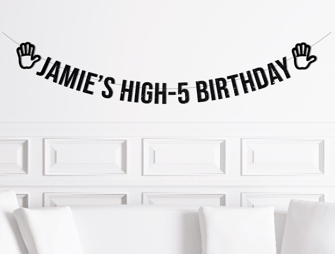 Custom High Five Birthday Banner, 5th Birthday Party Theme Boy ...