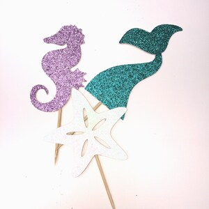 Mermaid Cupcake Topper, Under the Sea Party Decorations, Purple, Teal ...