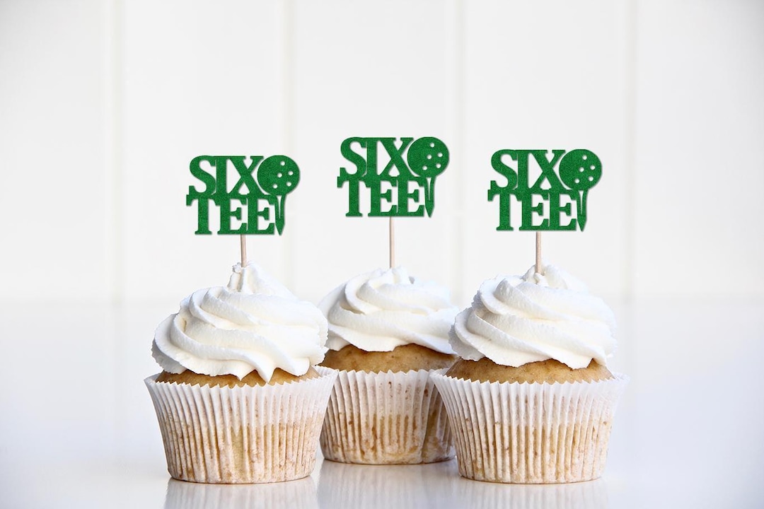 Sixtee Golf Cupcake Toppers, Six Tee Golf Birthday Decorations, Six-tee ...