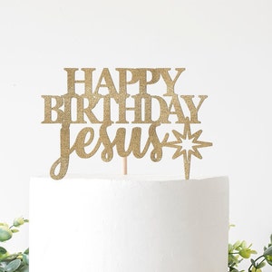 Happy Birthday Jesus Cake Topper, Funny Christmas Cake Sign, HBD Jesus ...