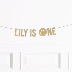 Custom Smiley Face is One Birthday Banner Smiley Face 1st - Etsy