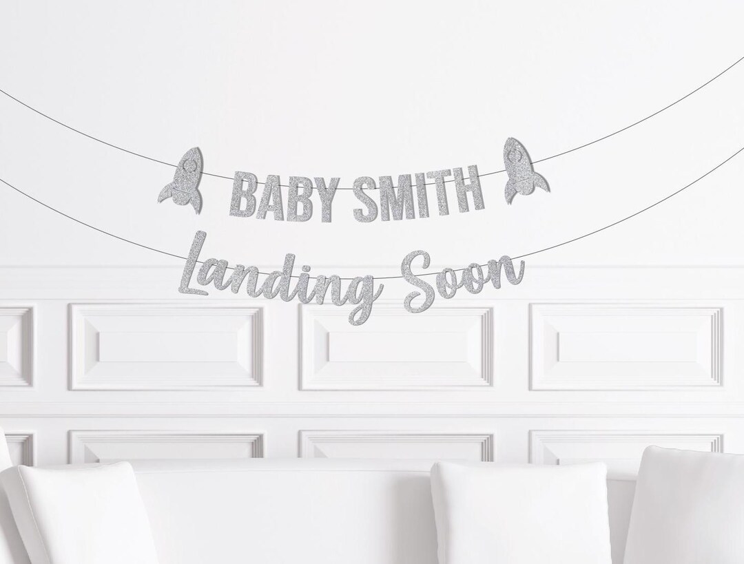 Custom Space Landing Soon Banner, Baby Shower Outer Space Theme Baby ...