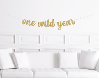 Custom Wild One Cursive Banner / Gold Script Glitter First | Etsy