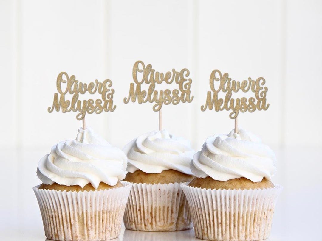 Custom Personalized Wedding Cupcake Toppers, Bride Groom Name Cupcake ...