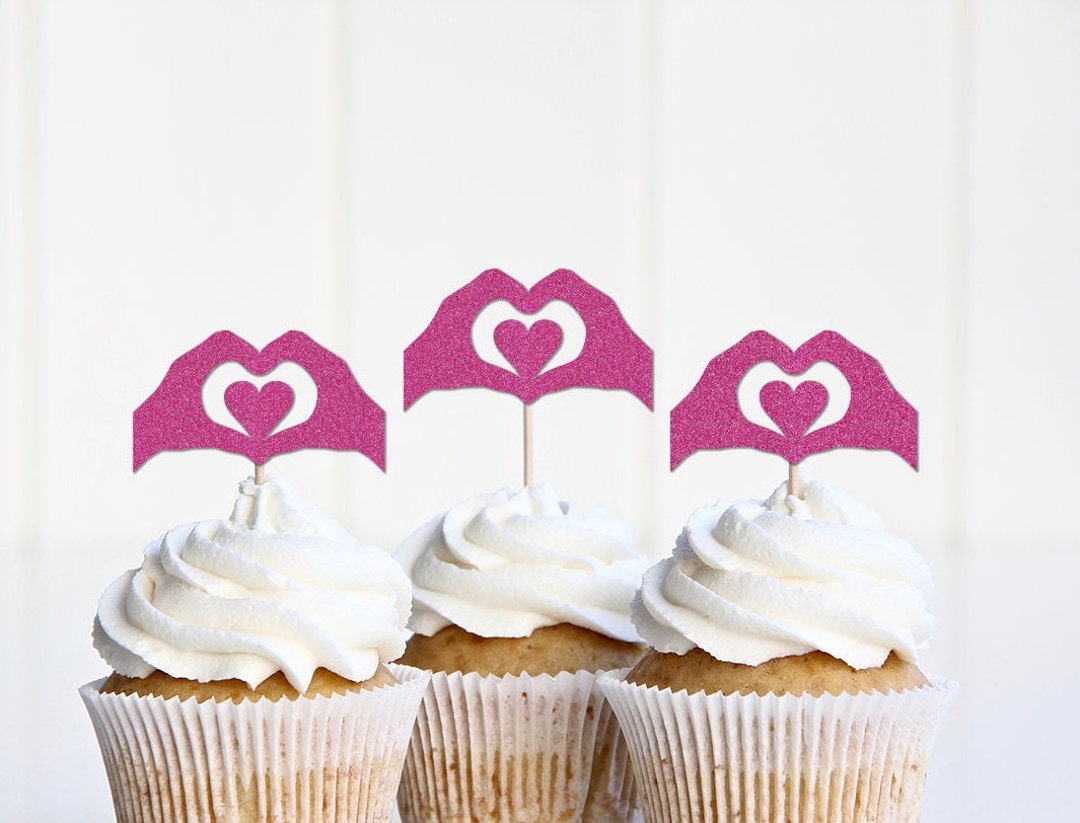 Heart Hands Cupcake Toppers, Taylor Party Decorations, Party Decor ...