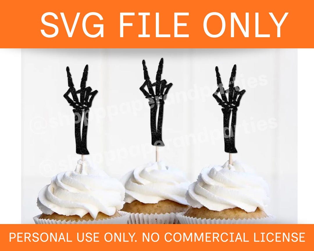 Bad Two the Bone Cupcake Toppers Halloween Party DIGITAL FILE SVG ...