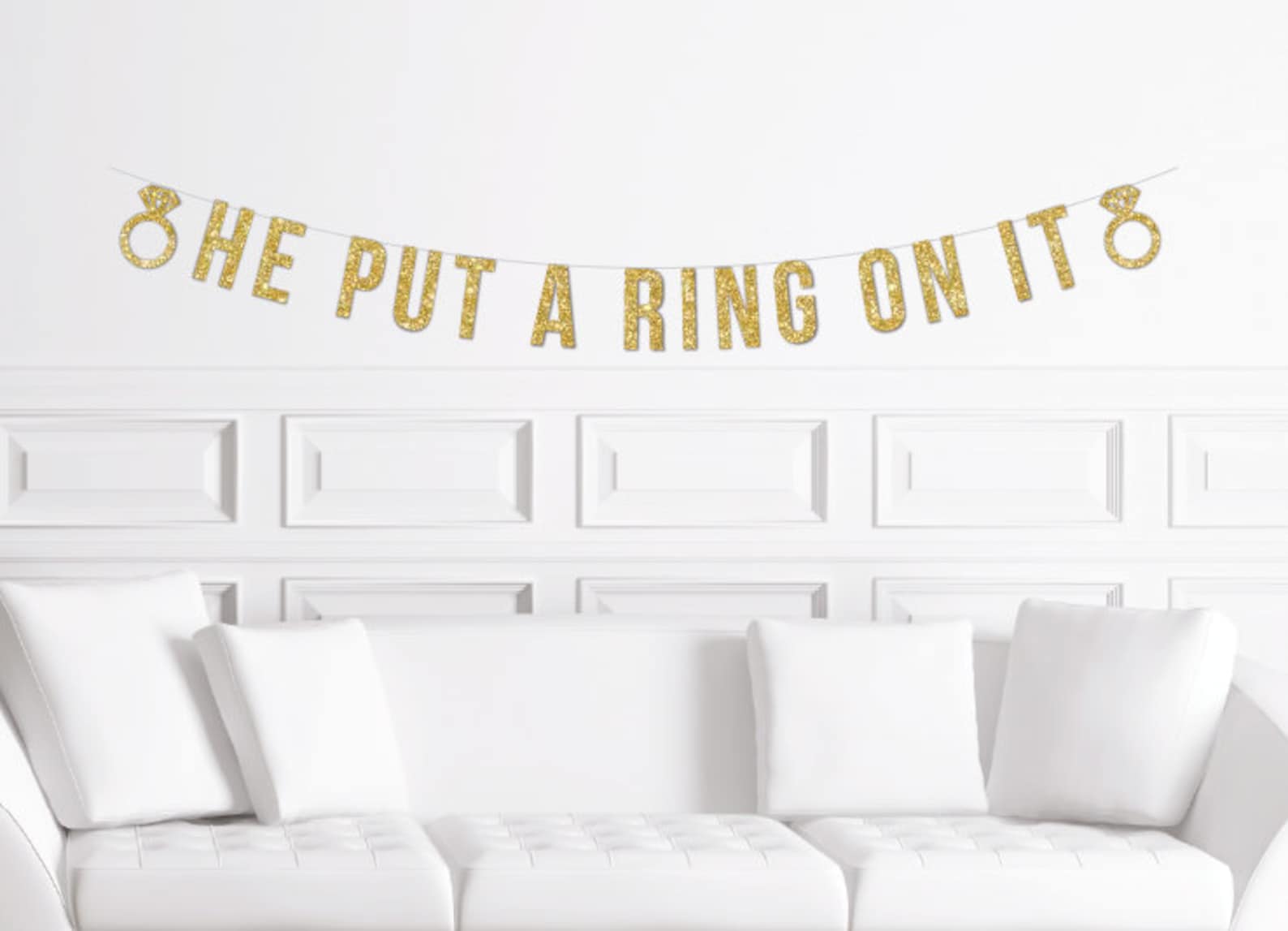 He Put a Ring on It Banner/ Gold Glitter Party Sign With Rings | Etsy