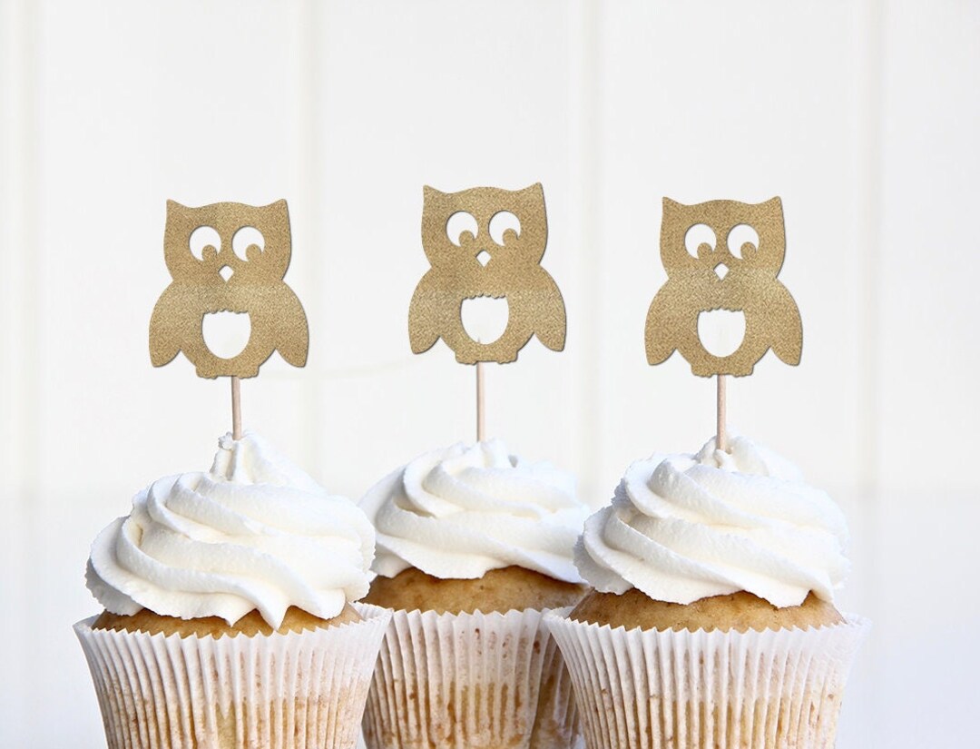 Owl Cupcake Toppers, Owl Themed Baby Shower Decorations, Owl 1st ...