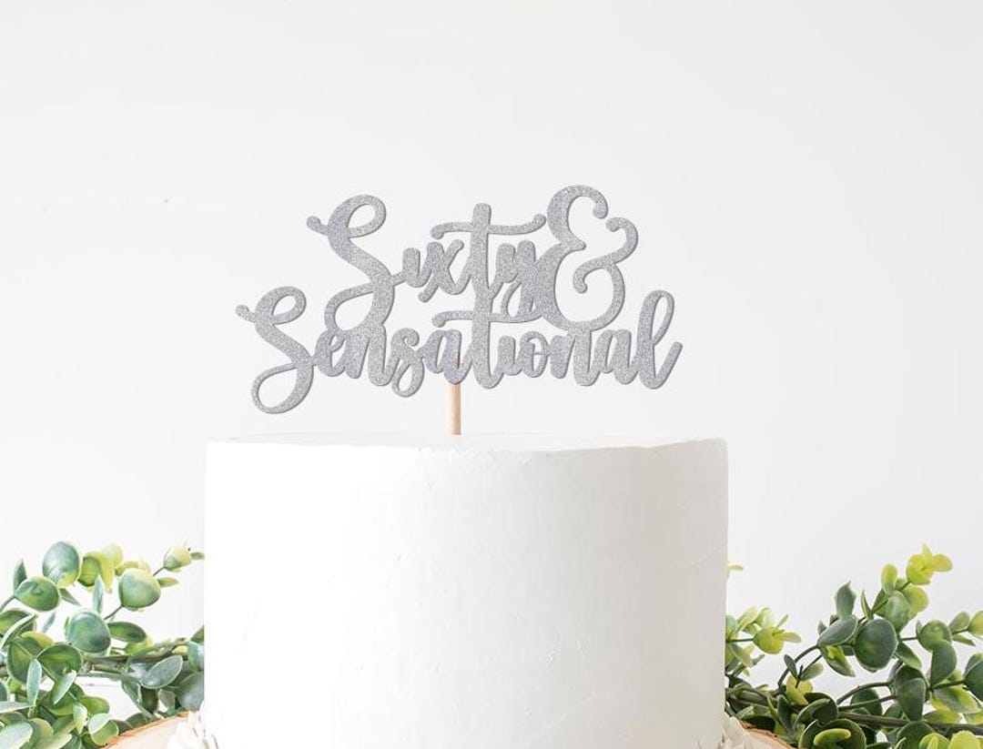 60th Birthday Cake Topper Gold Glitter | Women's Sixtieth Birthday ...