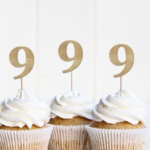 9th Birthday Decor, Number Birthday Cupcake Topper, 9 Cupcake Toppers ...