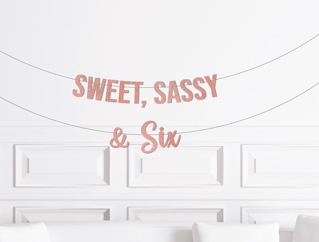 Sweet, Sassy and Six Birthday Banner, 6th Birthday Decorations Girl ...