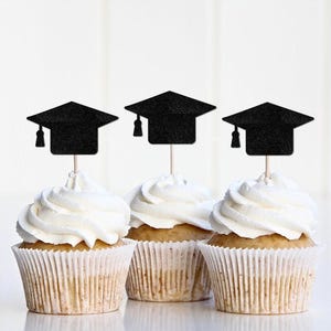 Custom Personalized Grad Cupcake Toppers, Name Grad Cap Cupcake Signs ...