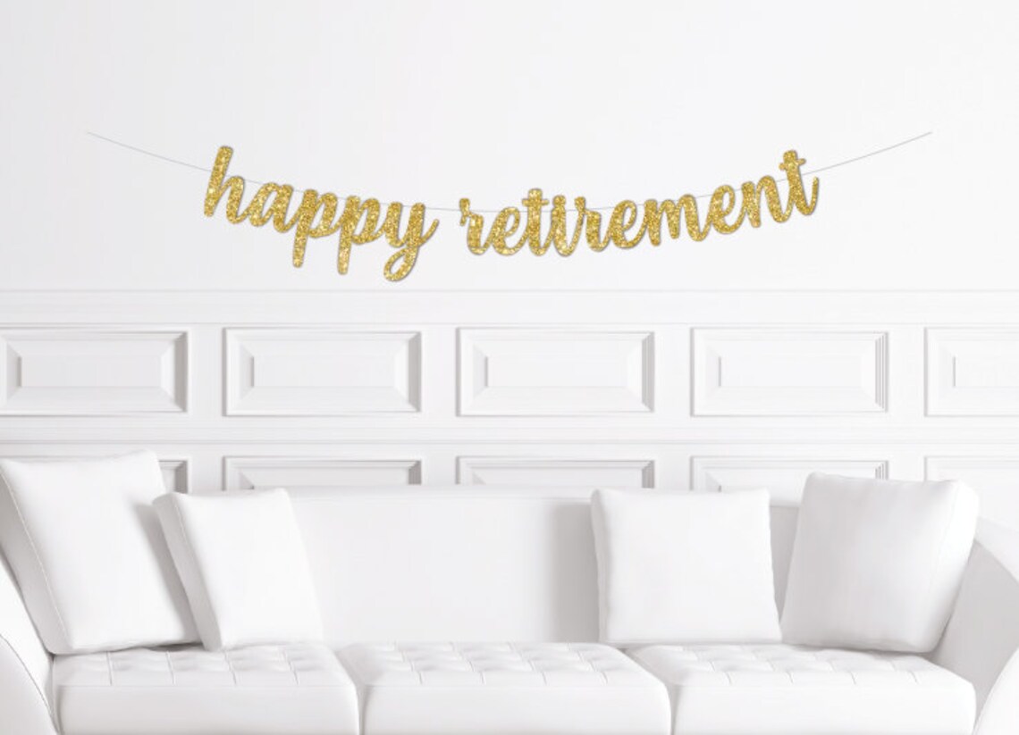 Happy Retirement Cursive Banner / Retirement Script Party Sign - Etsy