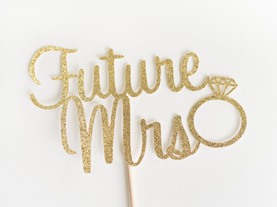 Future Mrs Bridal Shower Cake Topper Gold Glitter Bride to | Etsy