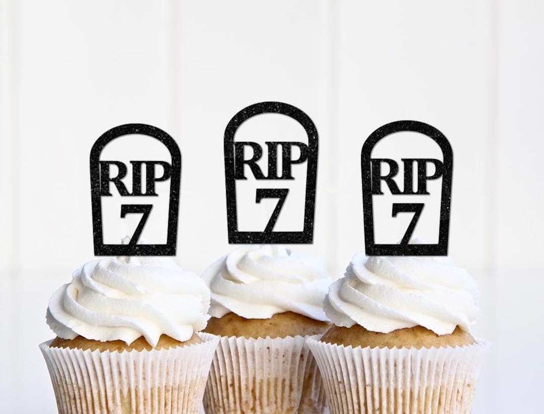 Custom RIP Birthday Cupcake Toppers , RIP 5 6 7 8 9 10, Halloween ...