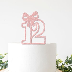 12th Birthday Cake Topper Girl. Fancy Bow Sweet Twelve Birthday ...