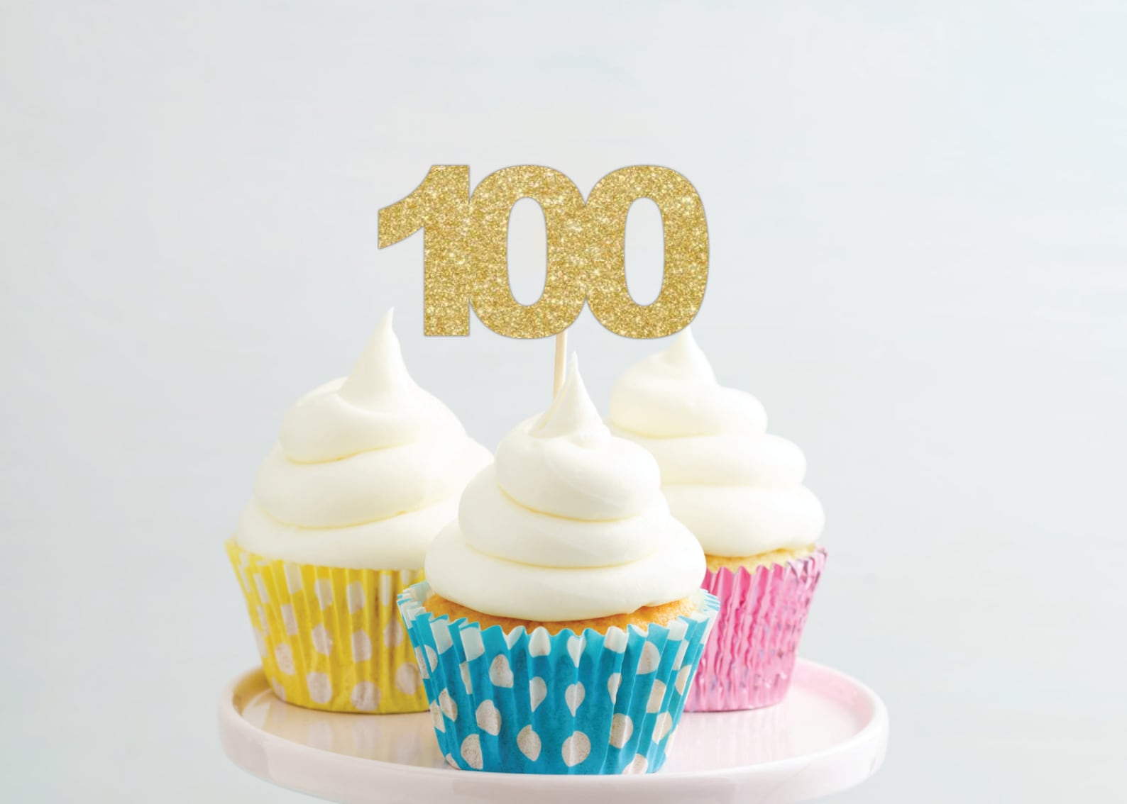 100th Birthday Cupcake Toppers Number One Hundred Cupcake - Etsy