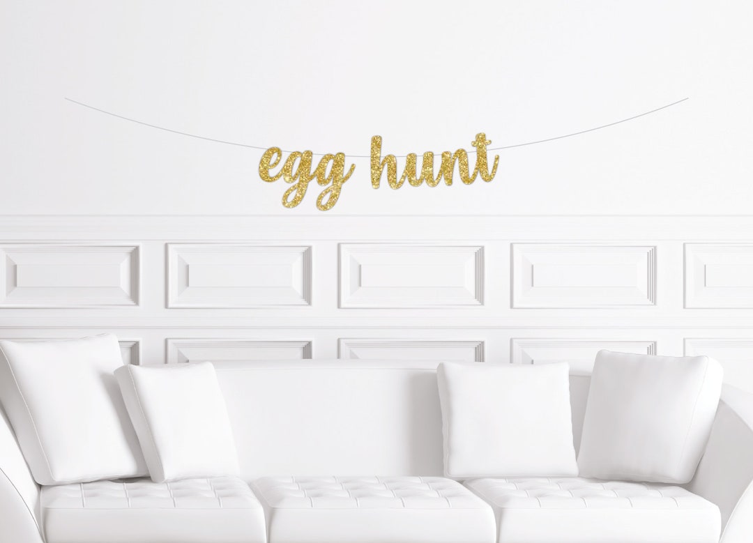 Easter Egg Hunt Cursive Banner Sign, Kid's Children's Egg Hunt ...