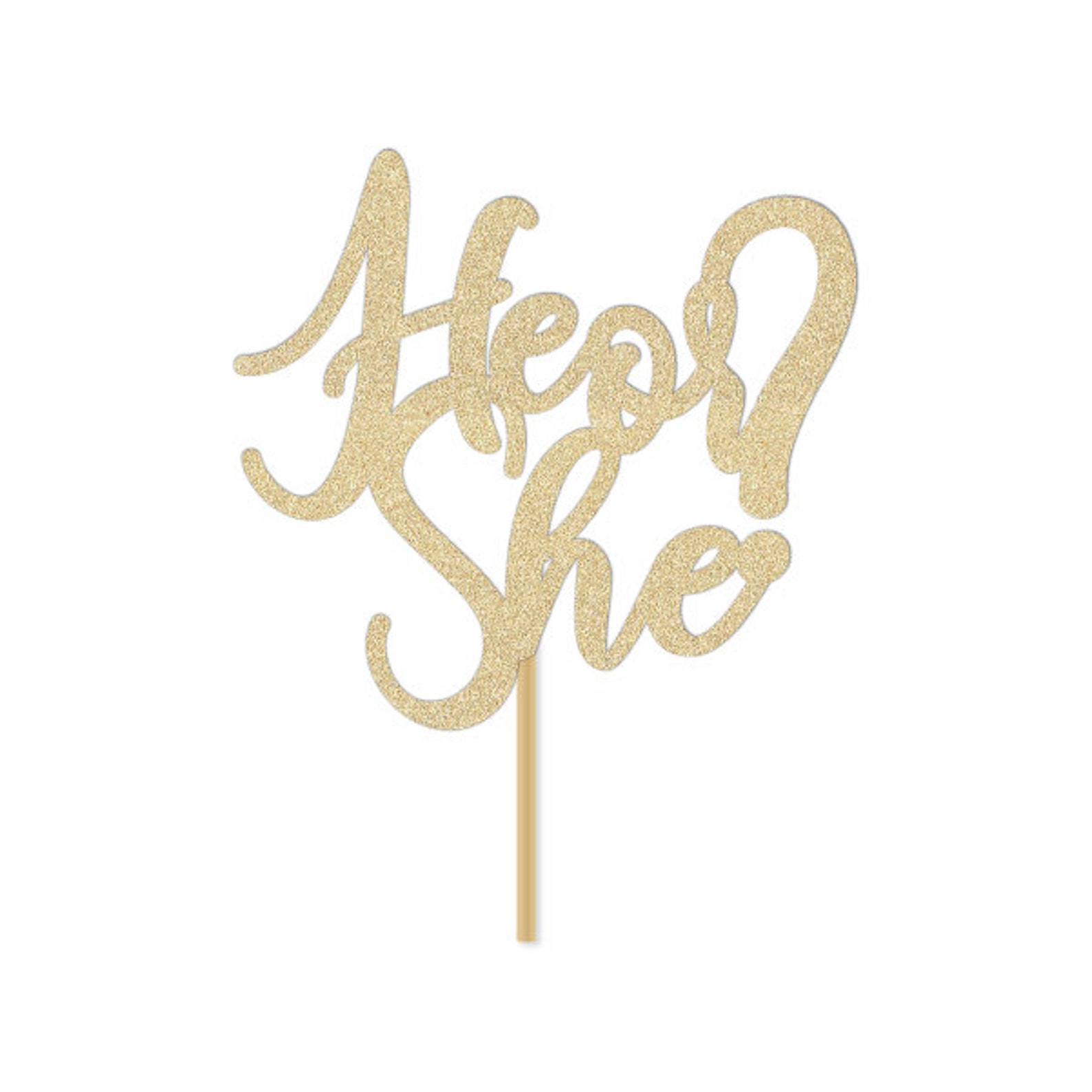 He or She Cursive Banner / Gold Glitter Script Gender Reveal - Etsy