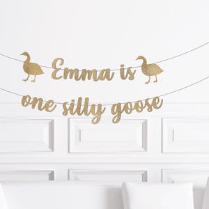 Custom One Silly Goose Banner, Silly Little Goose Birthday Decorations ...