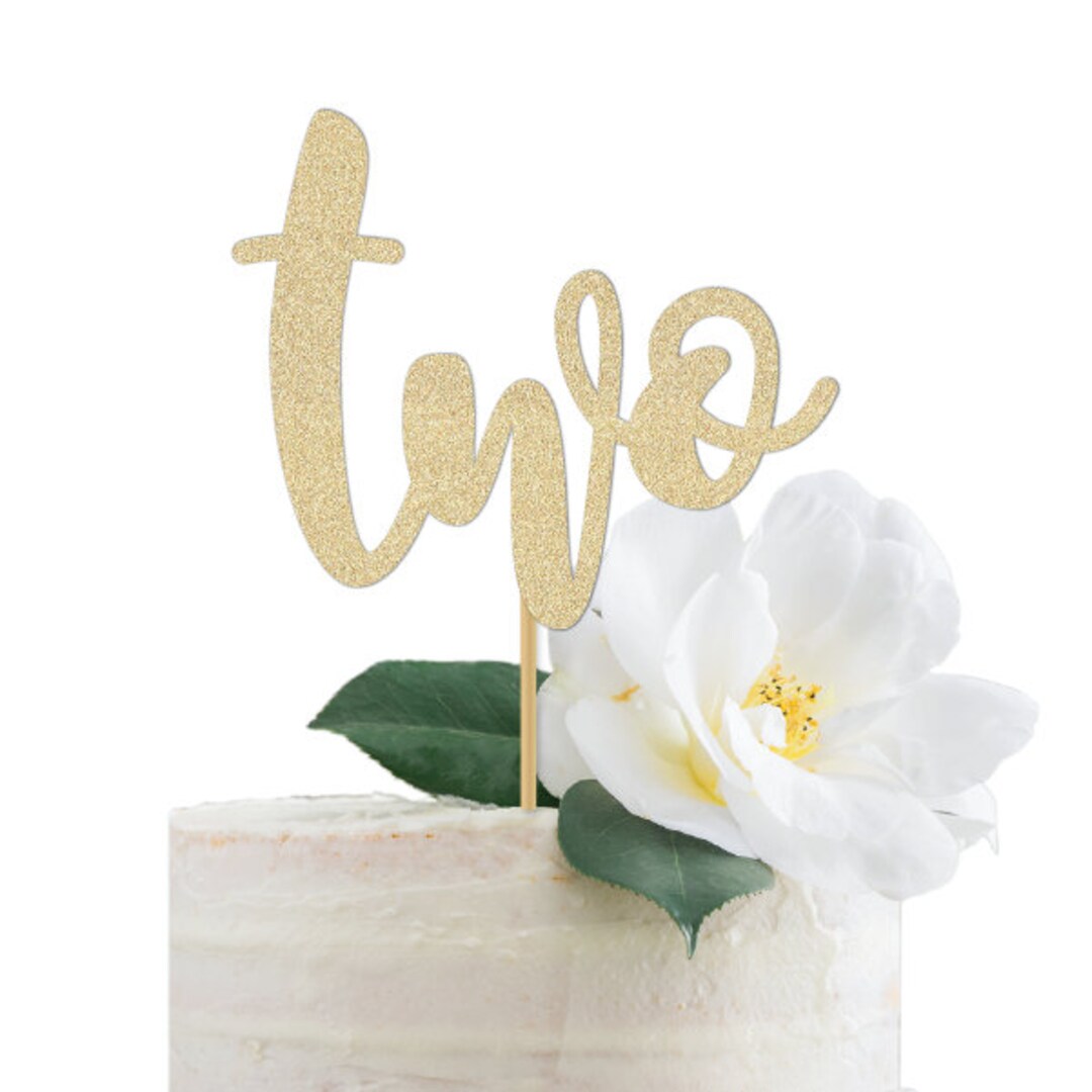 Two Cake Topper Girl's Second Birthday Party Decoration 2nd Decor Sign ...