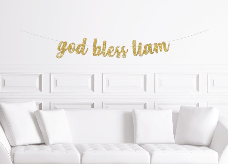 Personalized God Bless Name Cursive Banner / Custom Gold | Etsy