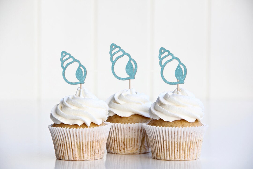 Shell Cupcake Toppers, Seashell Party Decorations, Mermaid Decor, Last ...