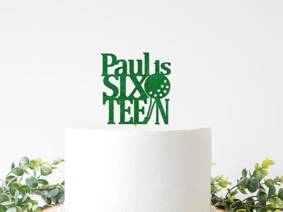Custom Sixtee-n Cake Topper, 16th Golf Birthday Decorations, Six Tee N ...