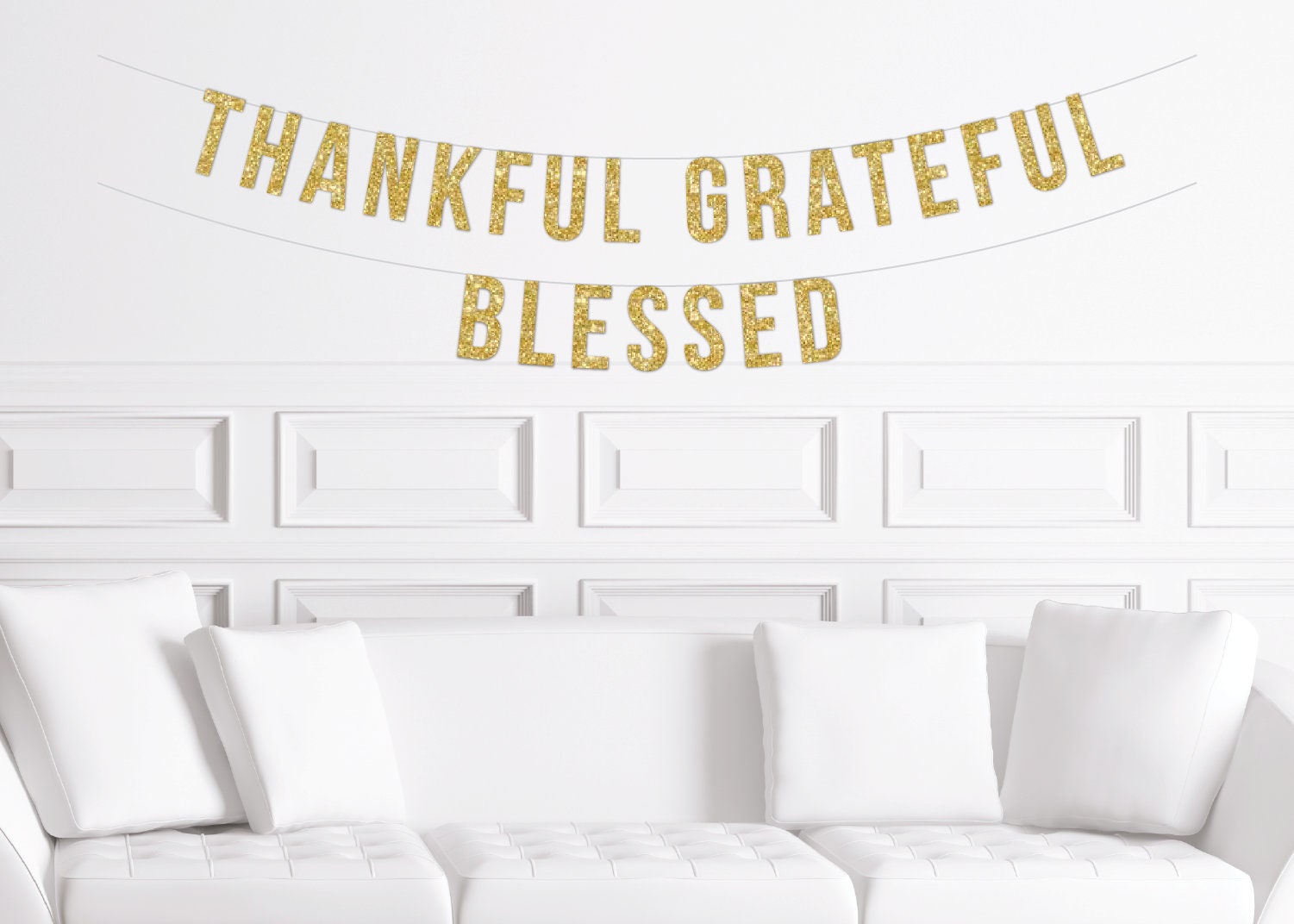 Thankful Grateful Blessed Banner / Thanksgiving Dinner Sign / - Etsy