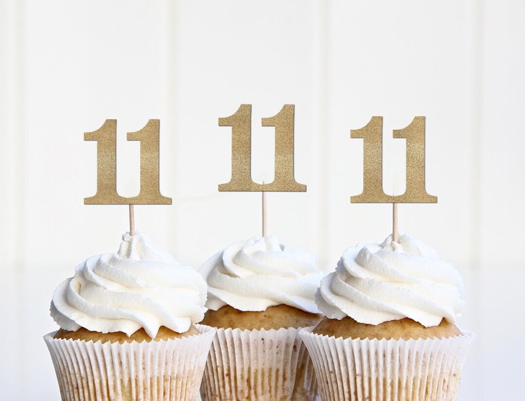 11th Birthday Decor, Number Birthday Cupcake Topper, 11 Cupcake Toppers ...