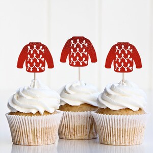 Ugly Sweater Cupcake Toppers, Ugly Sweater Party Decorations, Christmas ...