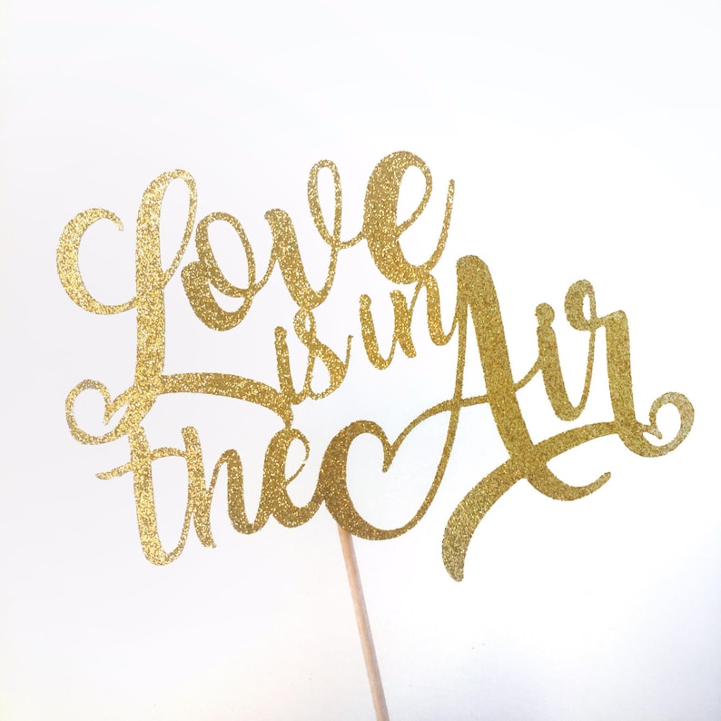 Love Wedding Cake Topper Gold Glitter Love is in the Air - Etsy