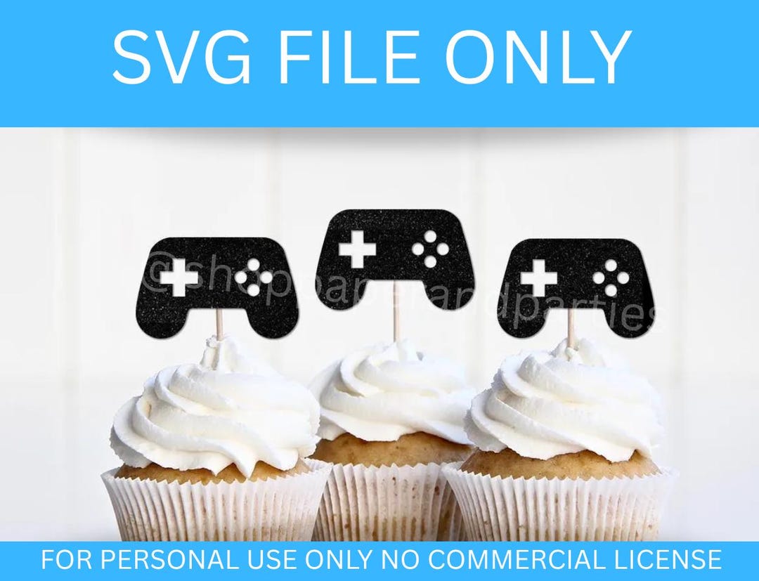 Game Controller Cupcake Toppers Video Game Birthday Party DIGITAL FILE ...