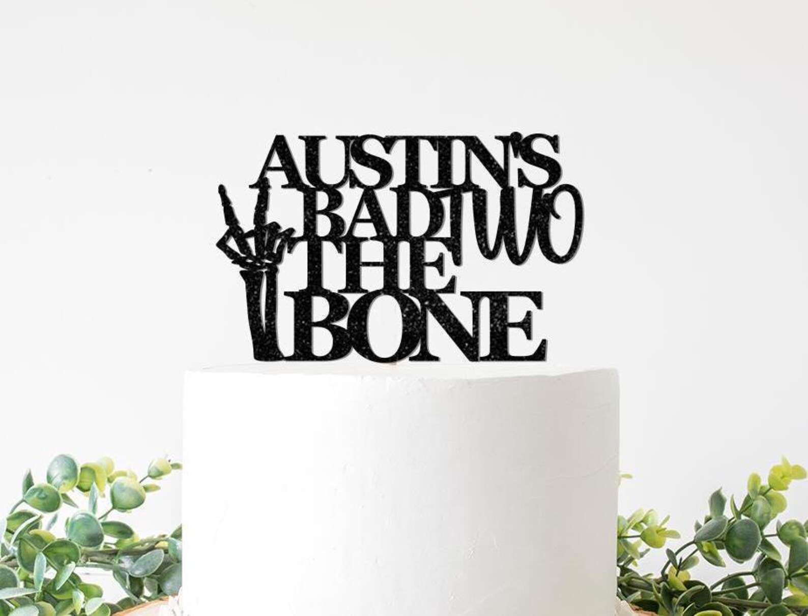 Custom Bad Two the Bone Cake Topper, Halloween 2nd Birthday Decorations ...