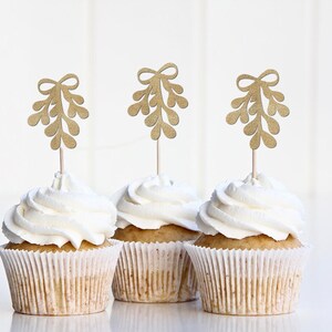 Mistletoe Cupcake Toppers, Christmas Bridal Shower Theme Decorations ...