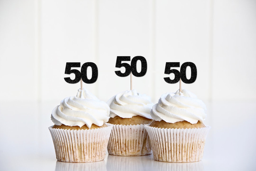 50th Birthday Cupcake Toppers, Number 50 Cupcake Decorations ...