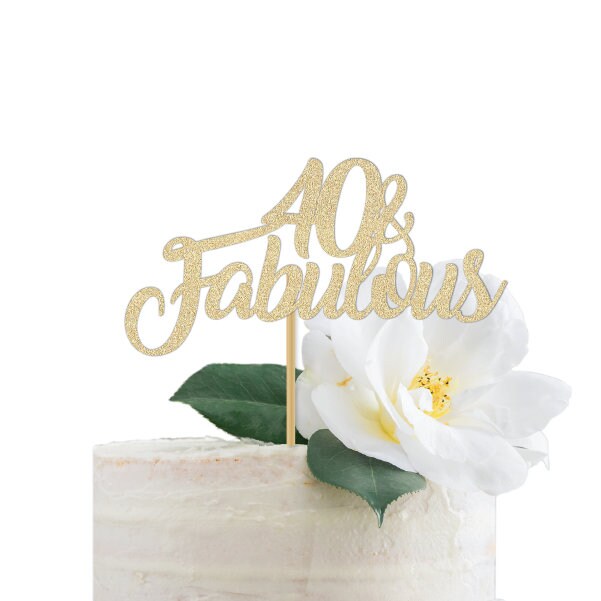 Forty and Fabulous Cursive Banner / Gold Glitter Script 40th - Etsy