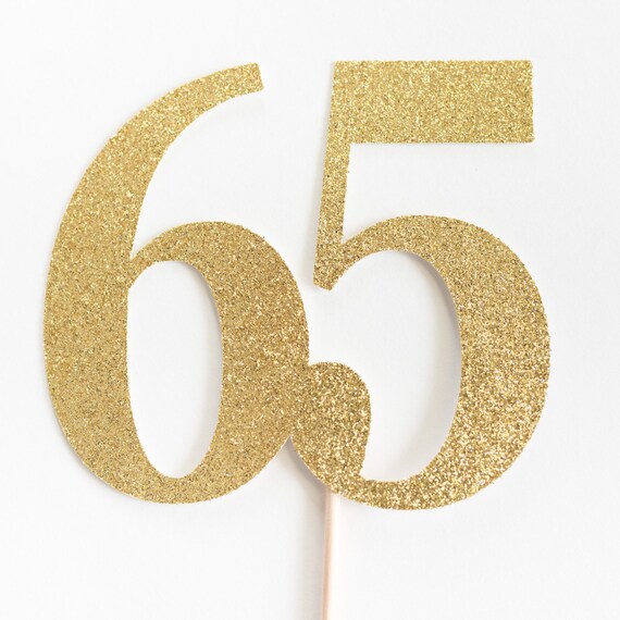 65 Cake Topper 65th Birthday Anniversary Sixty Fifth Gold | Etsy