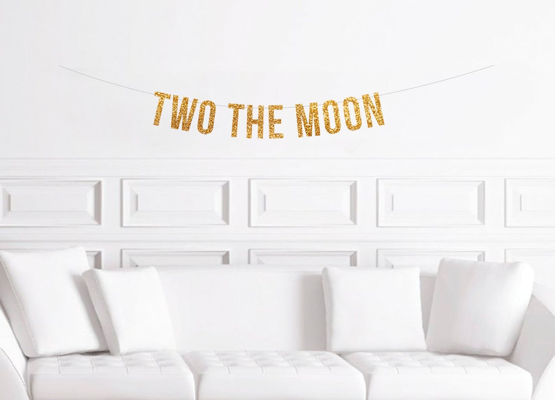 Two the Moon Banner, Boy 2nd Birthday Party Decorations, Love You Two ...