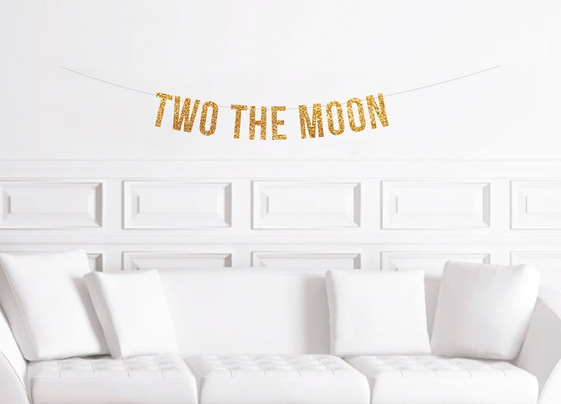 Two the Moon Banner Boy 2nd Birthday Party Decorations Love - Etsy