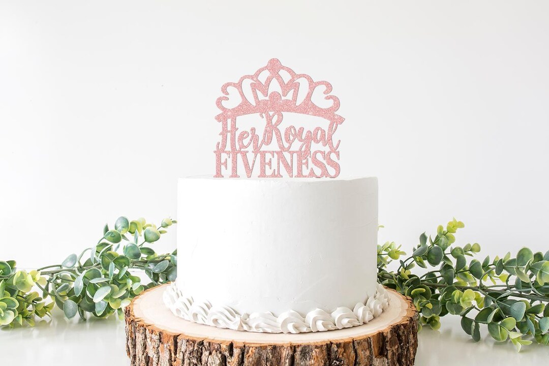 Her Royal Fiveness Cake Topper, Princess 5th Birthday Decorations Girl ...