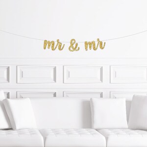 Mr & Mr Cursive Banner / Gold Glitter Script Mister and Mister Wedding ...