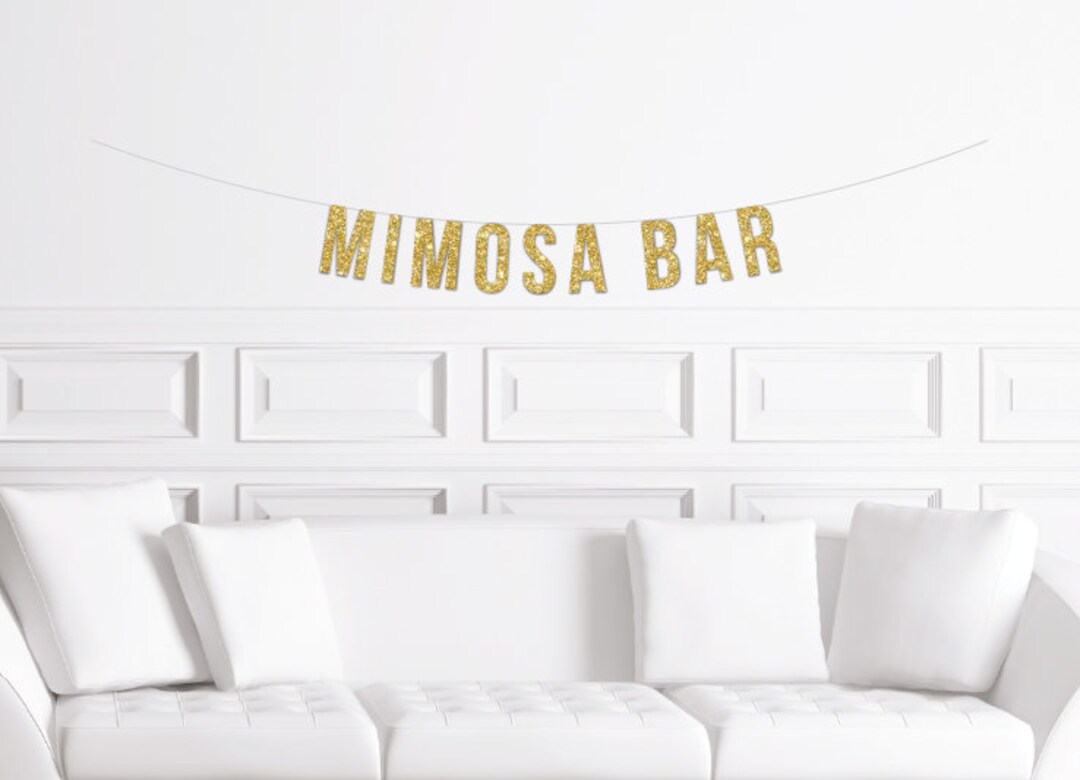 Mimosa Bar Banner / Gold Glitter Champagne Bar Banner / Bridal Shower ...