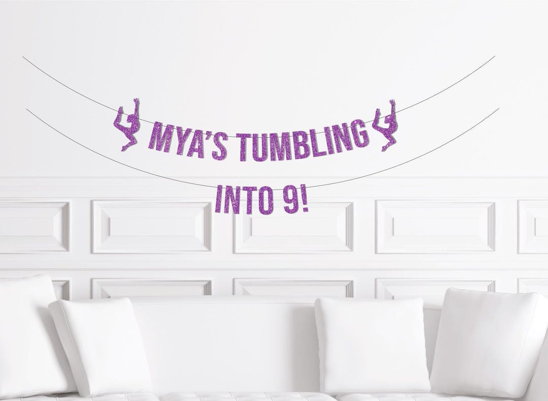 Gymnastics Birthday Party Decorations, Custom Tumbling Into Banner, Gym ...