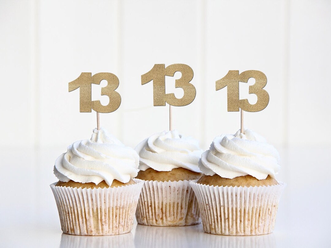 Number 13 Cupcake Toppers, 13th Birthday Decorations, Thirteenth ...