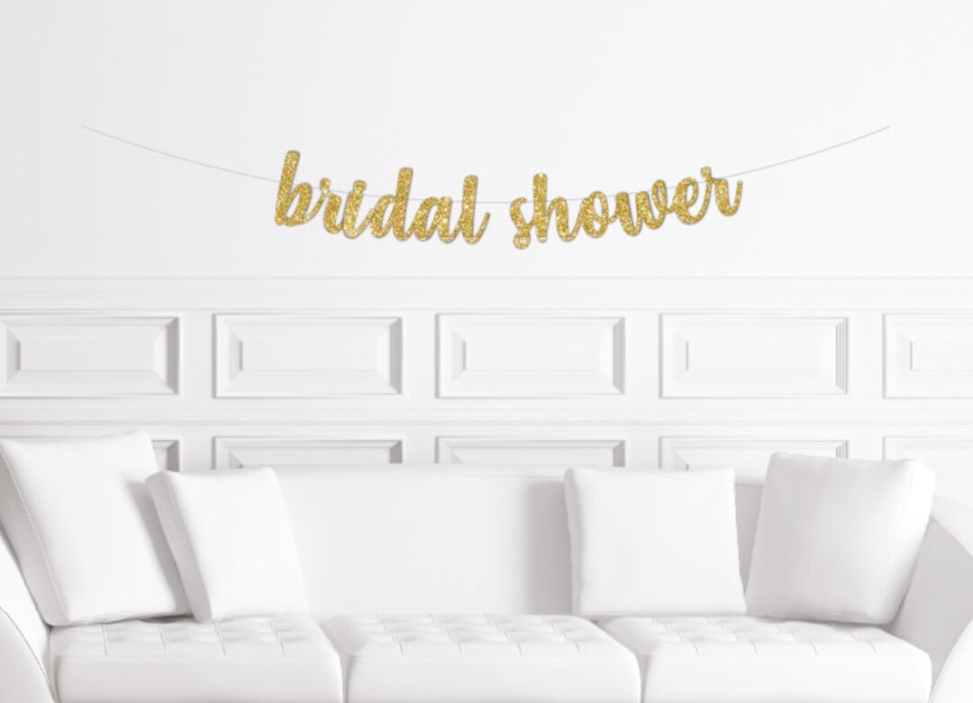 Custom Bridal Shower Cursive Banner / Personalized Gold Glitter Script ...